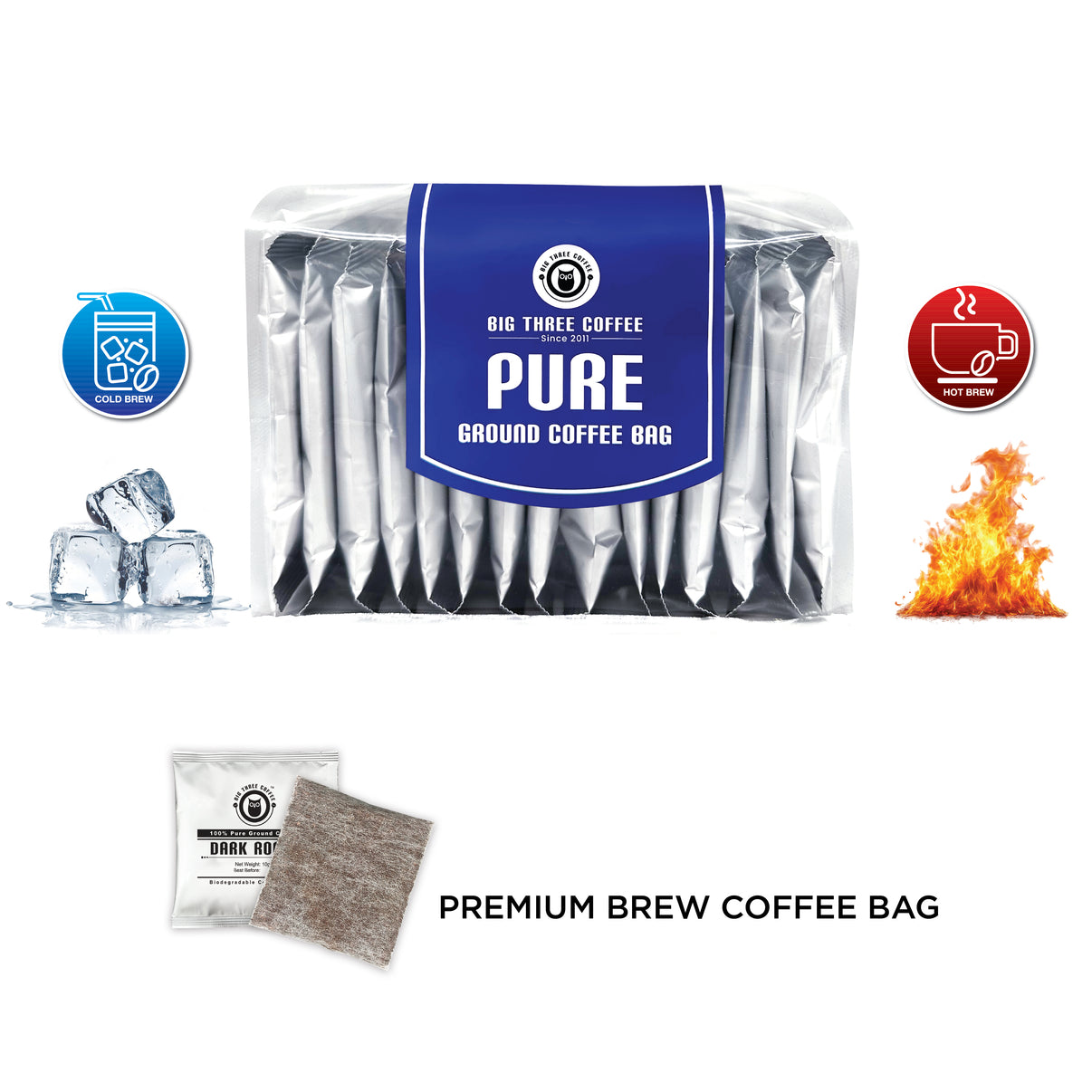 Pure Ground Coffee Bag (15 Sachets) – BIG THREE COFFEE